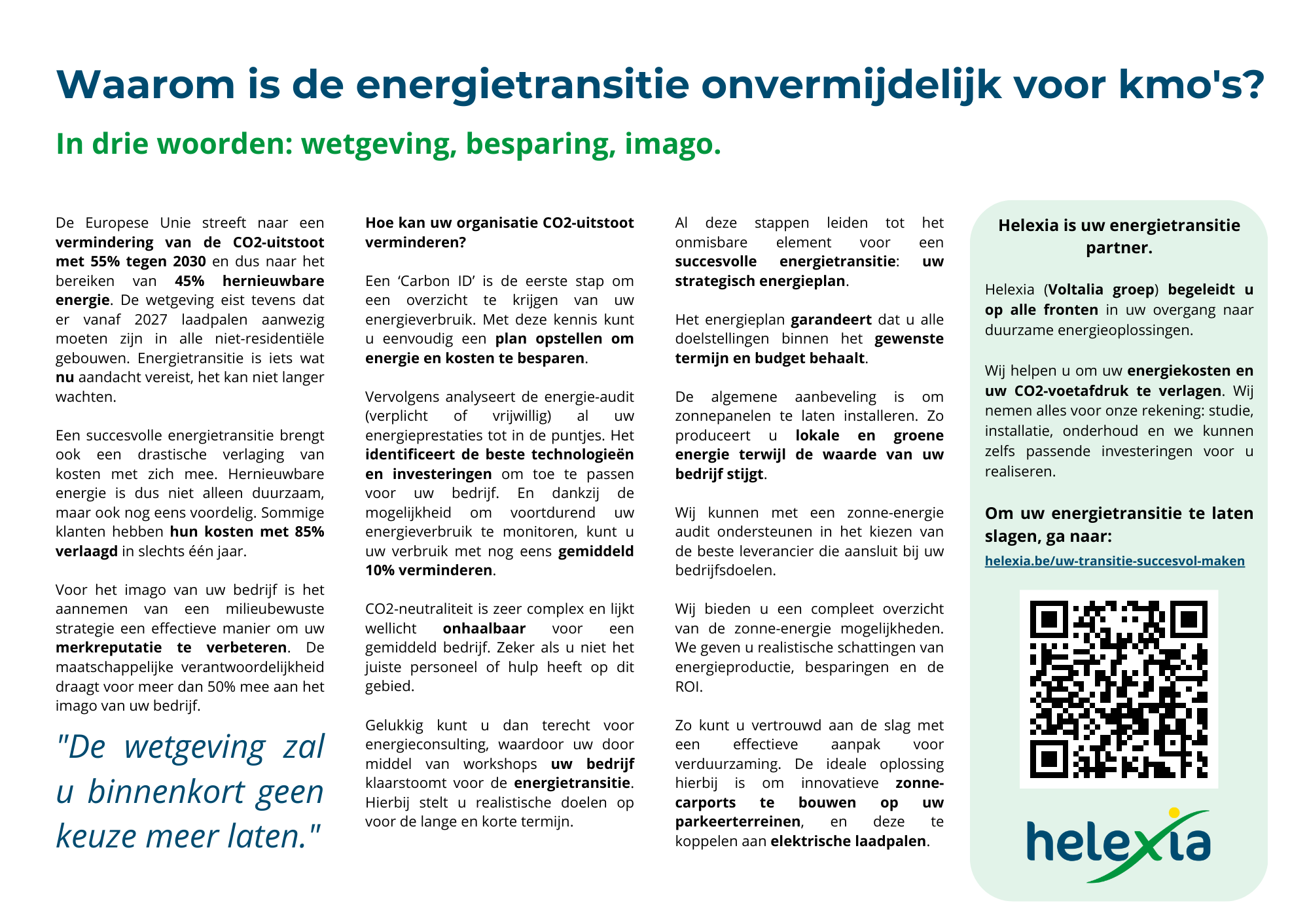 Waarom is de energietransitie onvermijdelijk voor kmo's? - Helexia